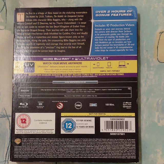 WARNER BROS THE Hobbit: An Unexpected Journey Blu-ray (12) 2012 ...