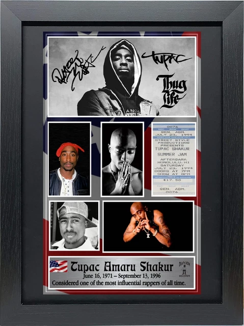TUPAC 2PAC 2 pac mounted signed autograph presentation. Inc free gift ...