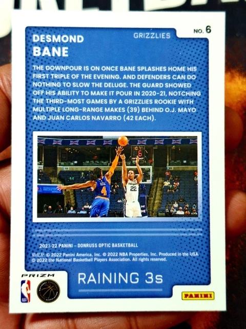 2021-22 DONRUSS OPTIC Desmond Bane Raining 3s Disco Prizm #6 Grizzlies ...