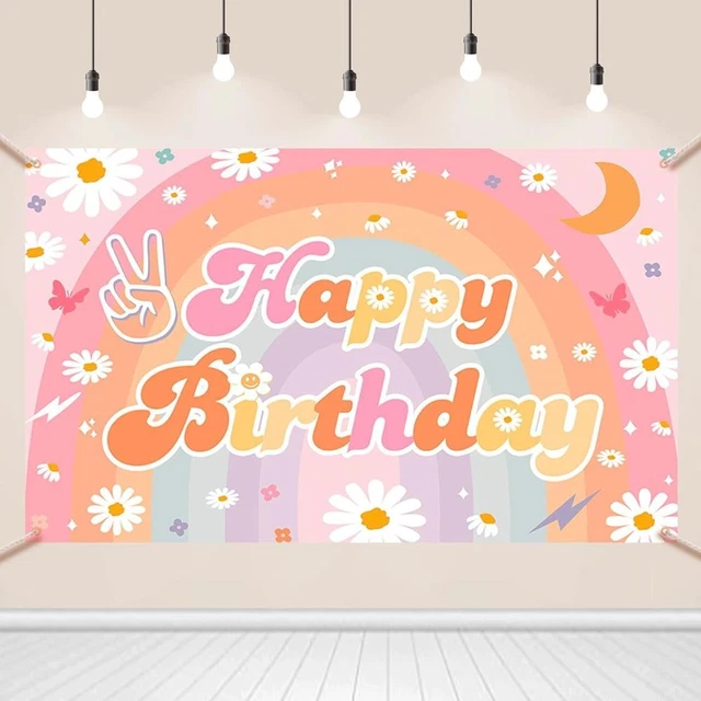 GROOVY BIRTHDAY BACKDROP Retro Hippie Birthday Party Decorations for ...