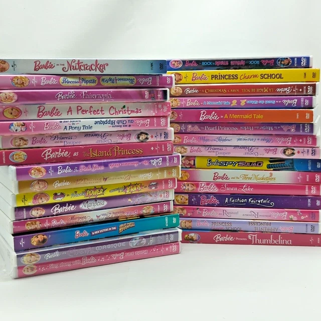 BARBIE DVD LOT Collection of 30 Movies ~ Mermaid ~ Fairy ~ Princess ...
