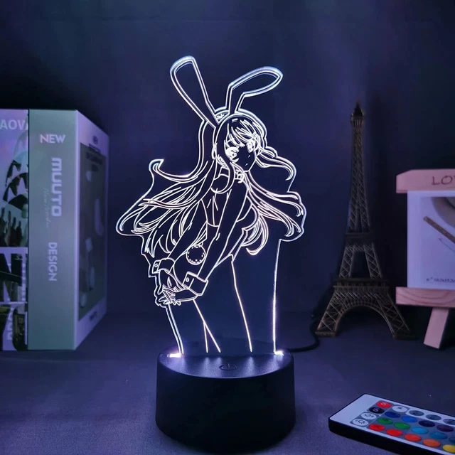 ANIME WAIFU MAI Sakurajima 3D Lamp Led Bunny Girl Night Light Figure ...