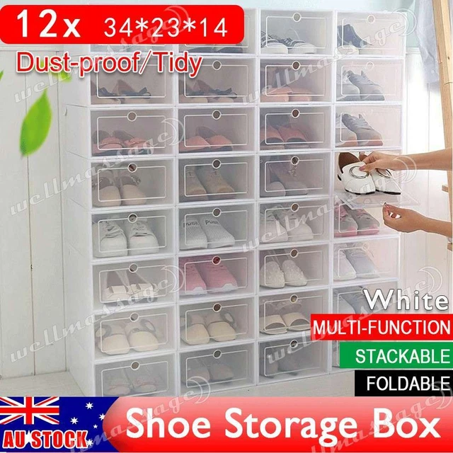 12PCS SHOE DISPLAY Cases Box Rack Storage Cabinet Plastic Boxes ...