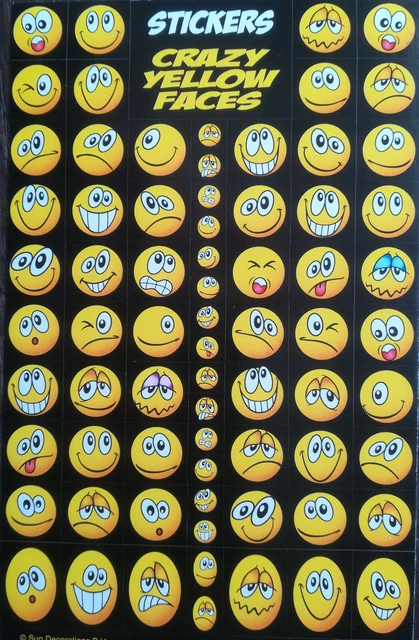 STICKER EMOJI A5 Aufkleber Deko Emoties Faces Emoticon Smeili Smeily ...