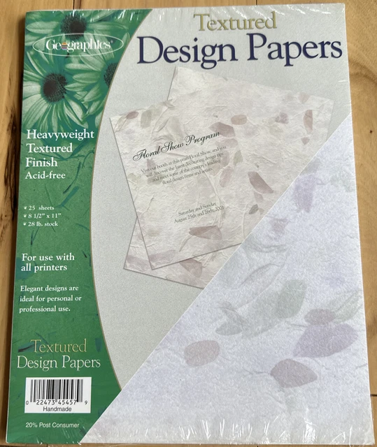 NEW 25 TEXTURED Design Stationary Paper 8.5x11 Heavyweight Decorated ...