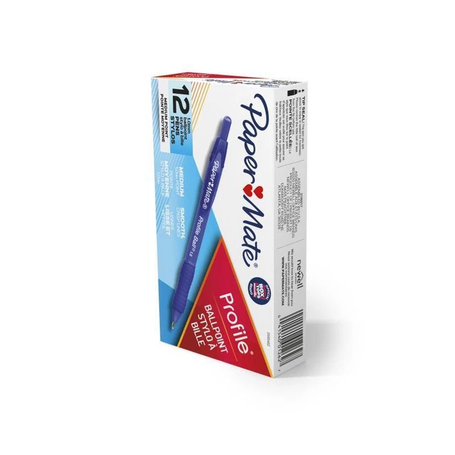 PAPER MATE PROFILE Ball Pen 1.0mm Blue Box of 12 $52.63 - PicClick AU