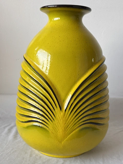 WEST GERMAN POTTERY Fat Lava Rare Yellow Fohr Vase Floor Vase 35cm Cari Zalloni £300.00 ...