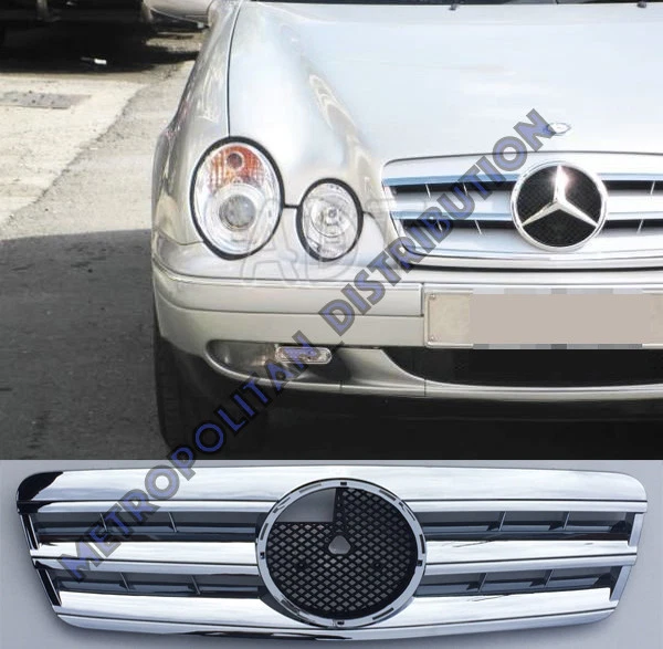 MERCEDES W208 C208 1995-03 chrome grill Central Star AMG CLK63 look ...