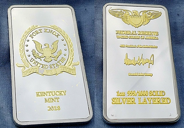 FORT KNOX SILVER Gold Bar Autograph Americana US President Bullion ...