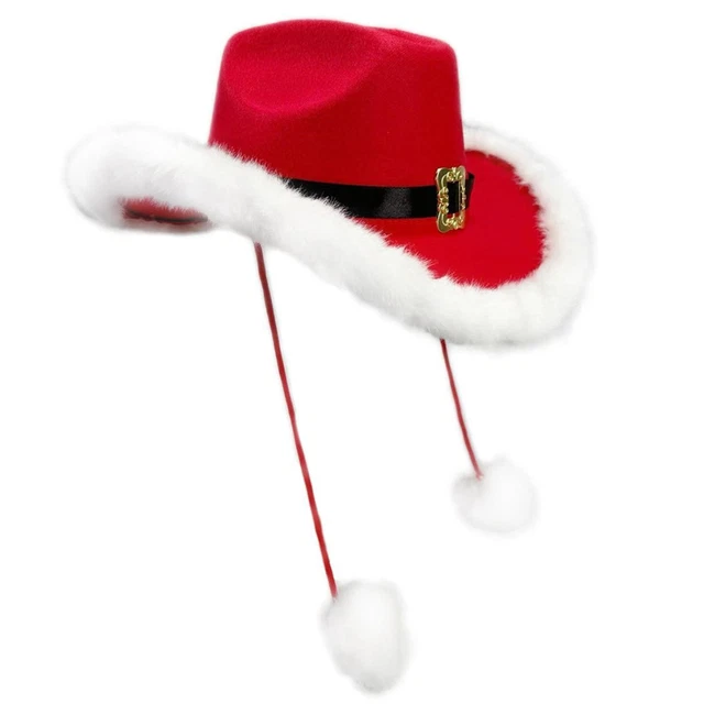 CHRISTMAS COWBOY HAT Wide Brim for Fancy Dress Photo Prop Party Favors ...