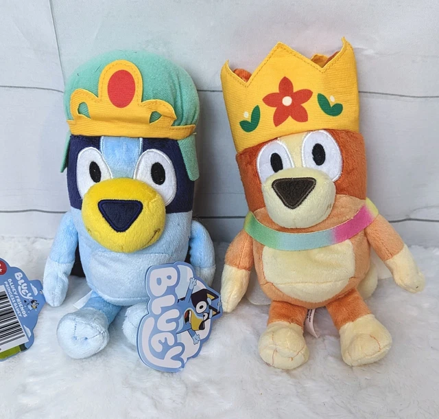 PELUCHE QUEEN BINGO & Princess Bluey 8" blue & amici set di 2 peluche ...