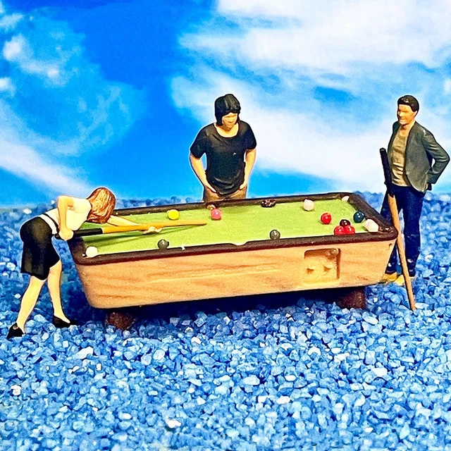 MINI BILLIARDS MODEL Set S Gauge Layout Movie Props 1:64 People Figure ...