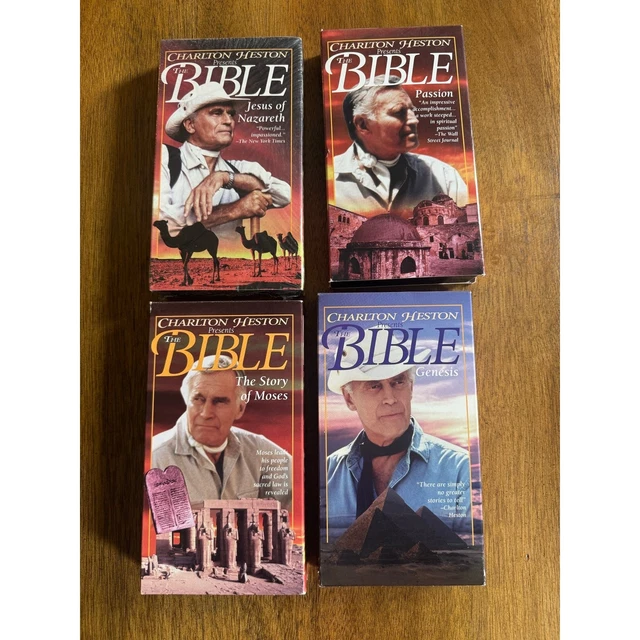 VINTAGE CHARLETON HESTON Bible VHS Lot Moses Genesis Passion Sealed £13 ...