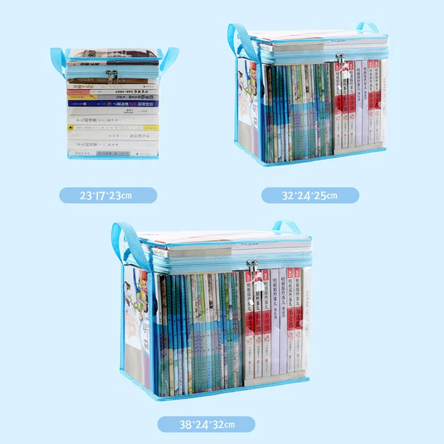 TRANSPARENT BOOK STORAGE Bag Books Collection Container Stackable Case ...