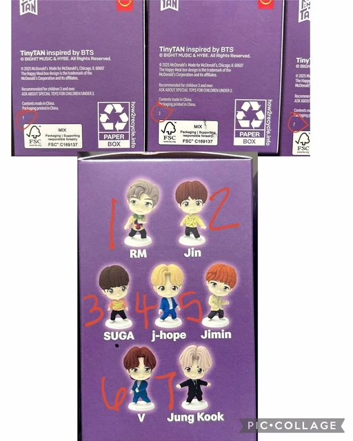 RARE FULL SET of 7 THROWBACK Toys 2025 McDonald's TINY TAN x BTS Happy Meal Toys £62.17 ...