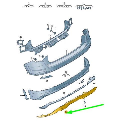 AUDI Q2 REAR Bumper Left Single Pipe Spoiler 81A807521DRU6 NEW GENUINE ...