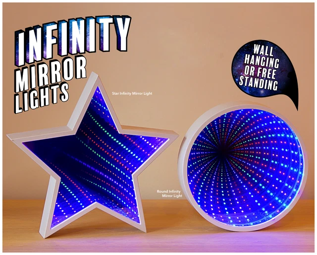 INFINITY MIRROR TUNNEL Light available in Star Shaped or Round £19.99 ...