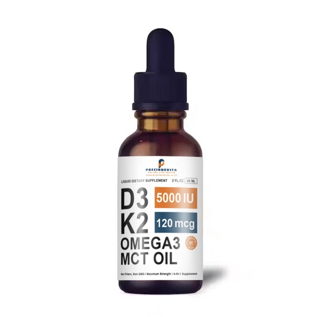 VITAMIN D3K2 LIQUID Drops,Vitamin D3 5000iu & Vitamin K2 150MCG,Unflavoured,60ml £15.99 ...