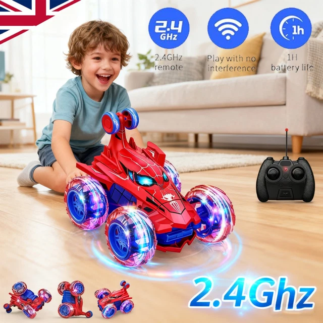 4WD SPIDER MAN RC Stunt Car 360° Off-Road Remote Control Spider Man Car ...