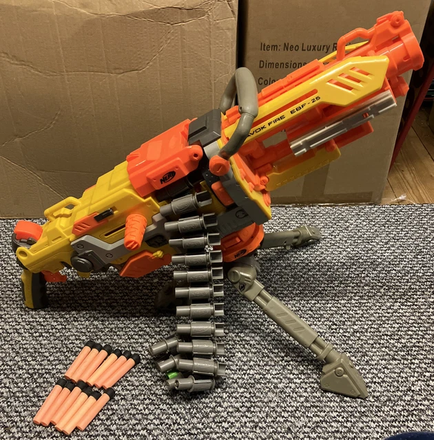 NERF N-STRIKE HAVOK Fire EBF-25 Motorised Machine Gun Blaster with 12 ...
