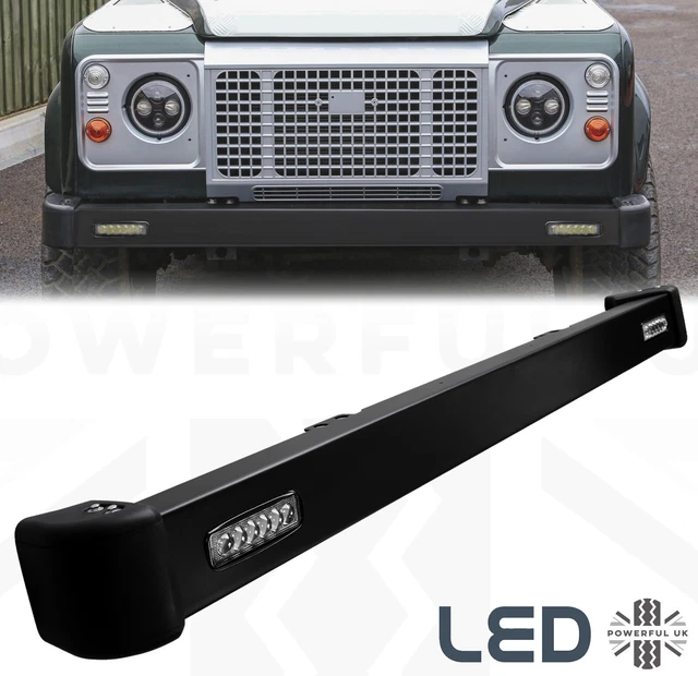 BLACK STEEL FRONT BUMPER with Square LED DRL for Land Rover Defender ...