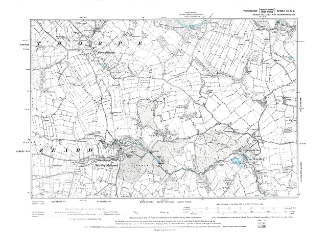 OLD MAP OF Grewelthorpe, Kirkby, Malzeard, Yorkshire -1895 - Repro 101 ...