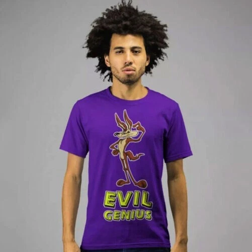 HOMMES WYLIE COYOTE Evil Génie T Shirt Looney Tunes Roadrunner Rétro ...