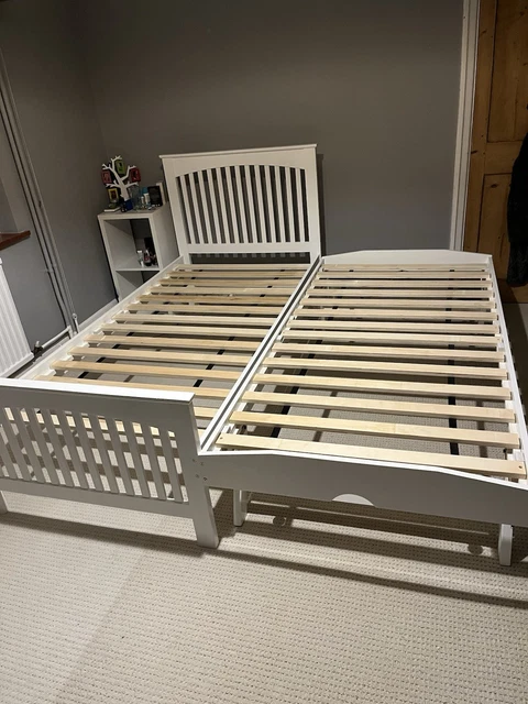 3FT SINGLE WOODEN bed With Pull Out Trundle - White £78.70 - PicClick UK