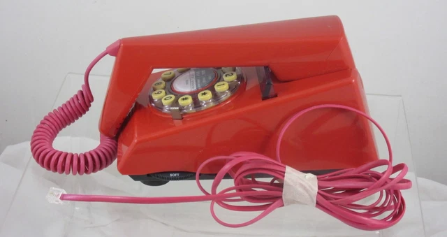 TWO RED VINTAGE push button phones -(1) Trimphone (1) NTC Tele 9701 ...
