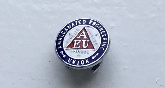 TRADE UNION BADGE AEU small political badge Amalgamated Engineering ...