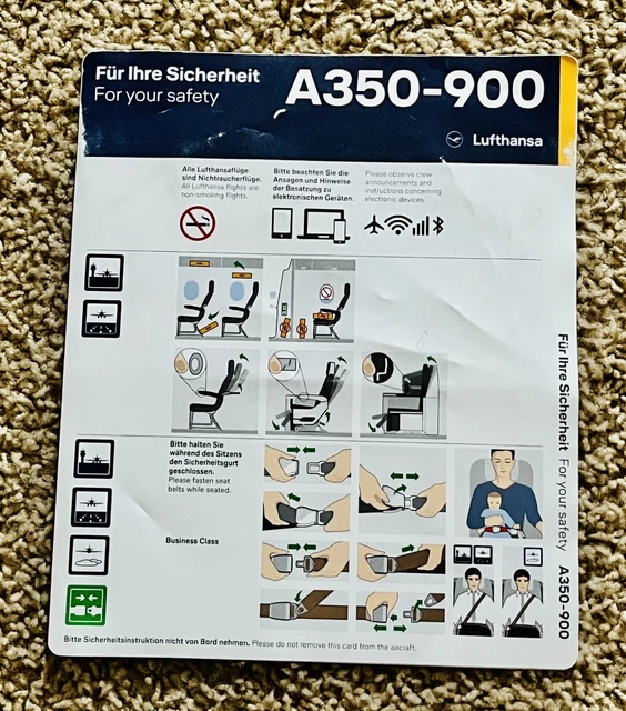 LUFTHANSA AIRBUS A350-900 White Airline Safety Card $5.99 - PicClick CA