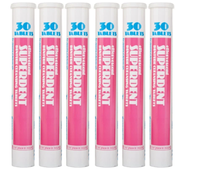 SUPERDENT EFFERVESCENT DENTURE Cleansing 30 Tablets 100g / X6 £9.87 ...