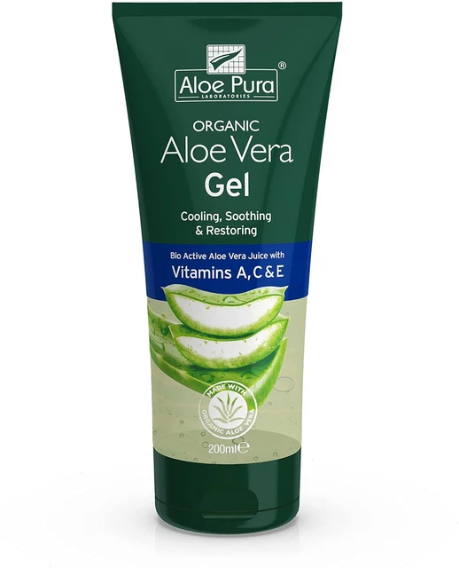 ALOE PURA ORGANIC Aloe Vera Gel with Vitamins A C E, Soothing, Vegan, 200ml £8.91 - PicClick UK