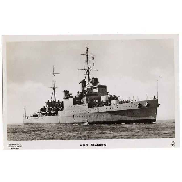 HMS GLASGOW (1936) Town-Class Cruiser Royal Navy RP Postcard Unused £5. ...