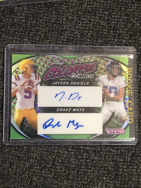 2024 LEAF VIVID Jayden Daniels Drake Maye Dual Auto #3/4 Colorful ...