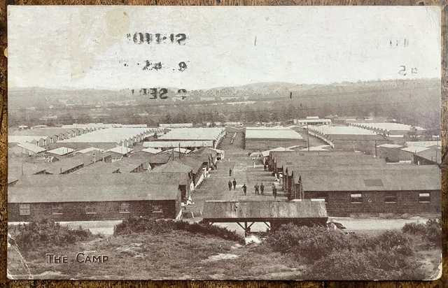 WW1 PPC VIEW Of Unknown Military Camp Telegraph Poles And Billets In ...
