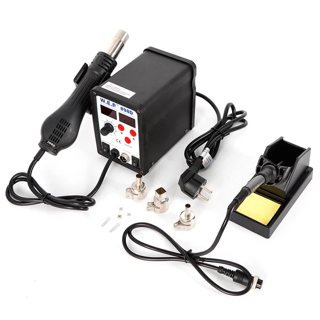 ESTACIÓN DE HIERRO de soldadura 2 en 1 pistola de aire caliente desoldación reelaboración ...