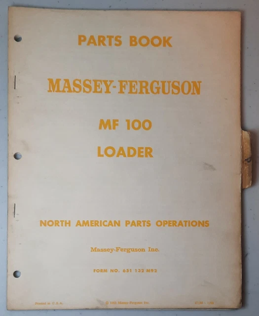 MASSEY-FERGUSON , PARTS Book , MF 100 Loader $22.47 - PicClick CA