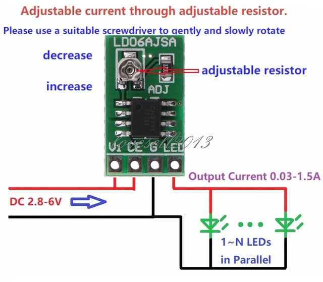 DC 2.8-6V 30-1500MA 1.5A LED Driver Constant Current PWM Control Board ...