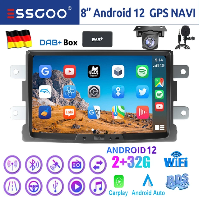 AUTORADIO ANDROID 12 Carplay DAB GPS RDS Kam MIK pour Renault Dacia ...