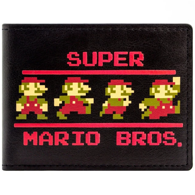 SUPER MARIO BROS It's-A-Me 8-Bit Retro Sprites Black Bi-Fold ID & Card ...