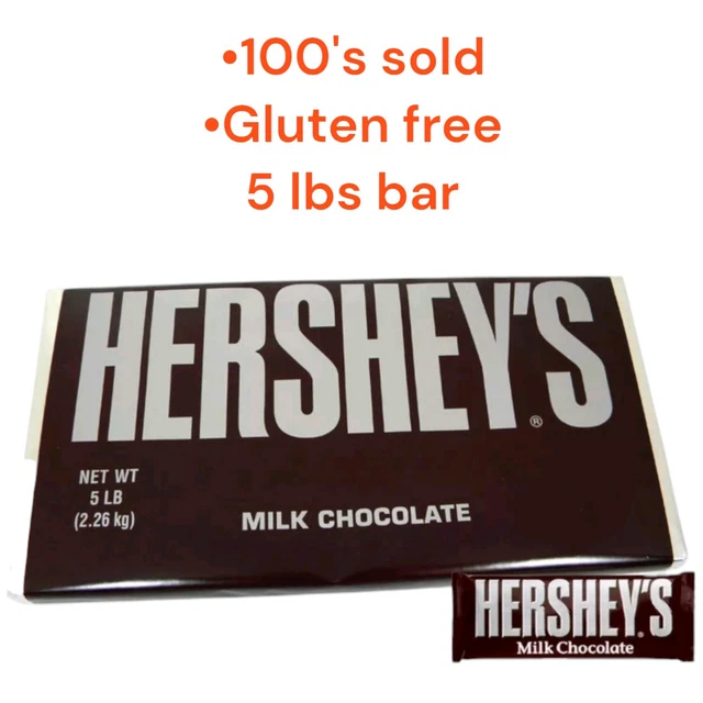 HERSHEYS MILK CHOCOLATE Bar, 5 Lb GIANT candy Bar - Chocolate Lover ...
