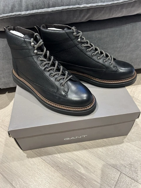 NEW MEN’S GANT hillprep Walking Boots Black Cow Leather Uk 12 Eu 46 RRP ...