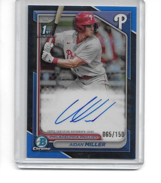 AIDEN MILLER 1ÈRE Auto 2024 Bowman chrome vrai bleu réfracteur /150 EUR ...