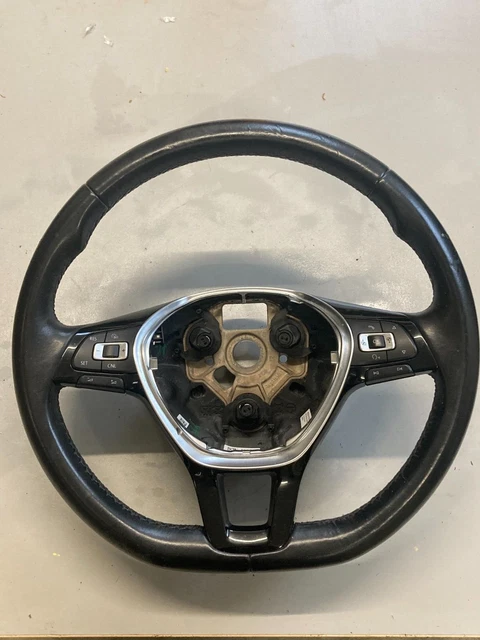 VW VOLKSWAGEN POLO Mk6 Black Leather Multifunctional Steering Wheel 6C0 ...