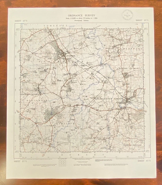 OS MAP SHEET ST71 DORSET Stalbridge Area Provisional Series 1958 - M226 ...
