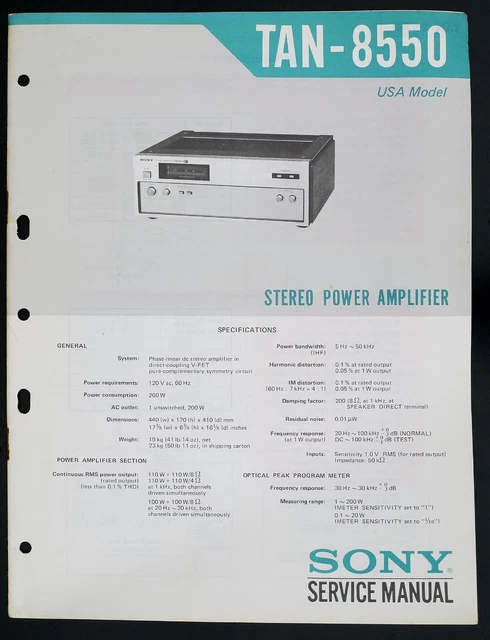 ORIGINAL SONY TAN-8550 Stereo Amplifier Service-Manual/Diagram/Part ...