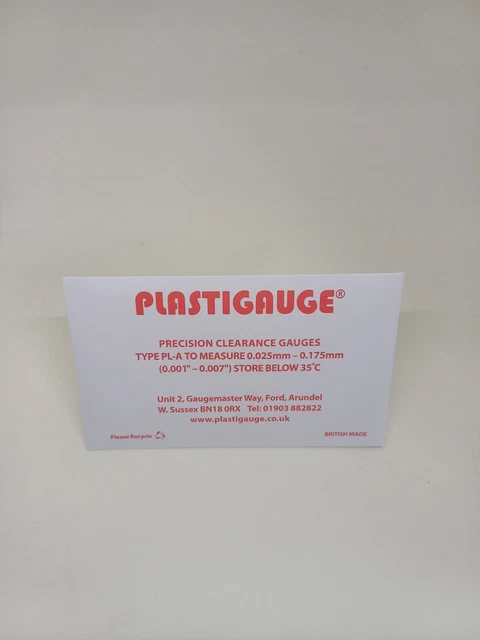 PLASTIGAUGE RED PRECISION Clearance Gauges 0.025mm - 0.175mm £12.00 ...