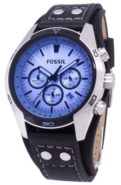 FOSSIL COACHMAN CHRONOGRAPH Tachymeter Leather 3 Sub Dial CH2564 100M ...