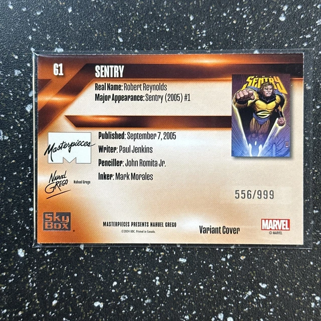 2024 MARVEL MASTERPIECES Nahuel Grego Variant Cover /999 #61 Sentry £22 ...